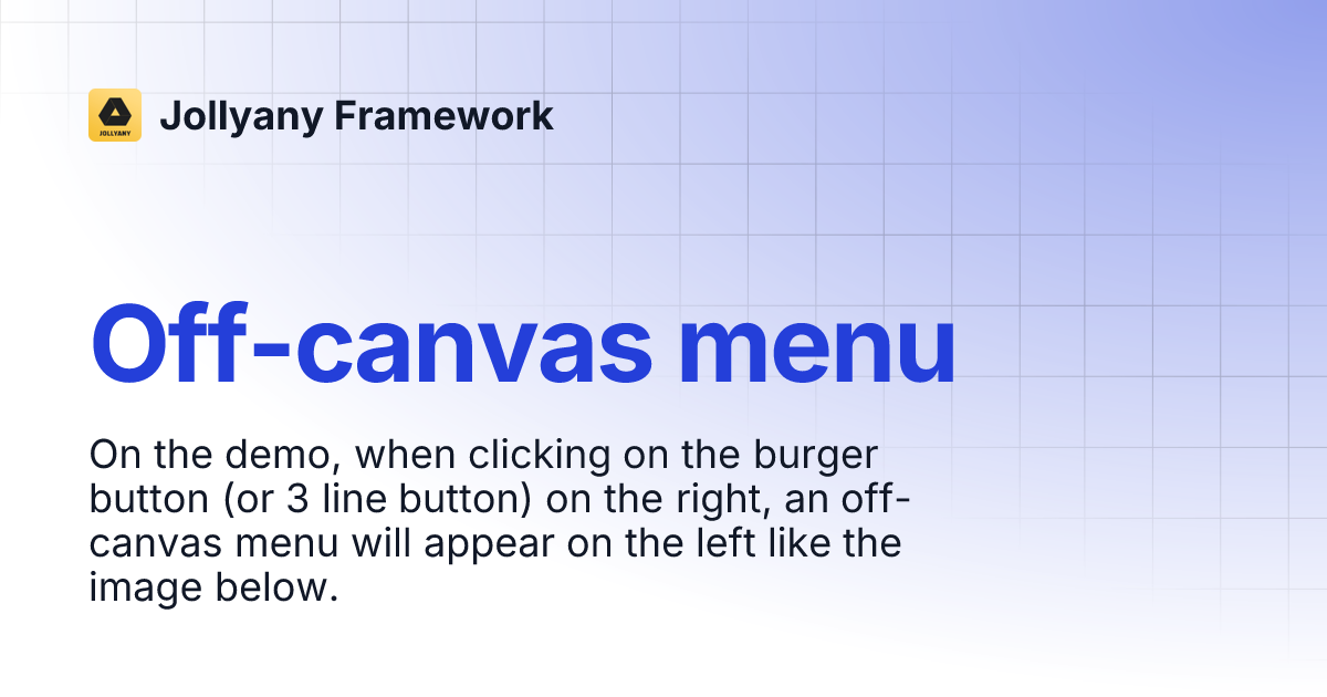 Off-canvas menu | Jollyany Framework