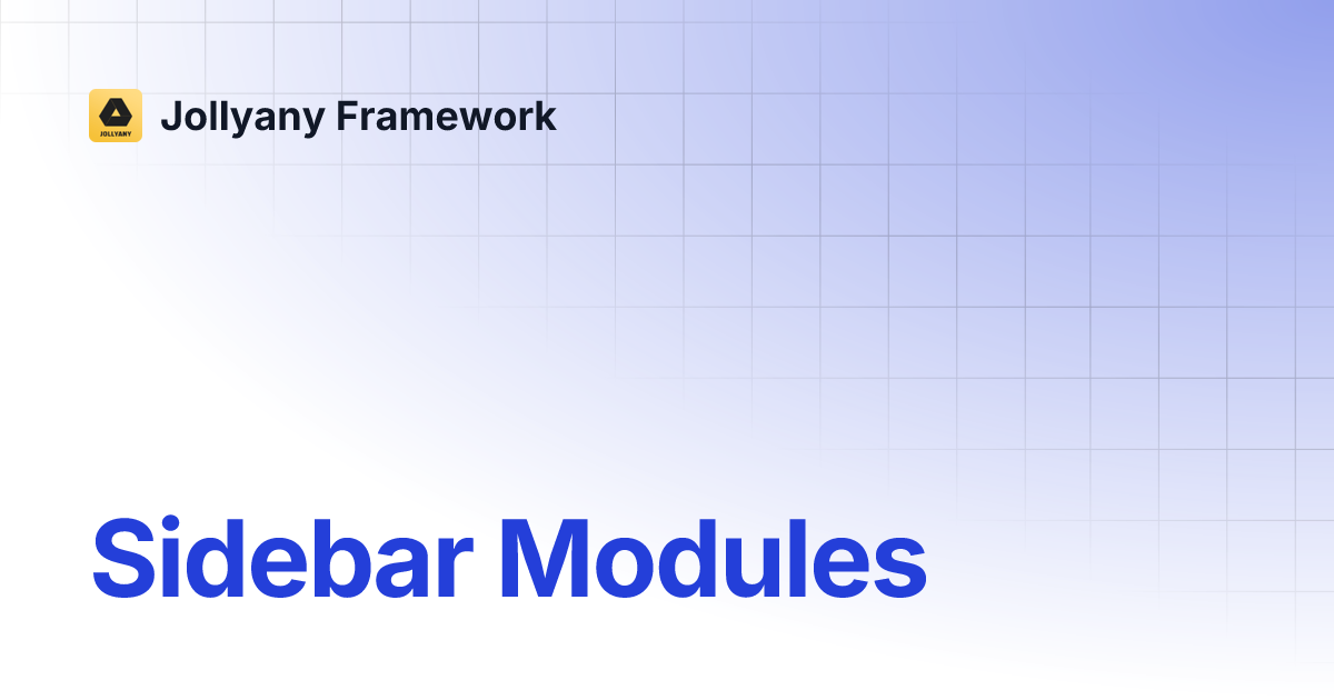 Sidebar Modules | Jollyany Framework